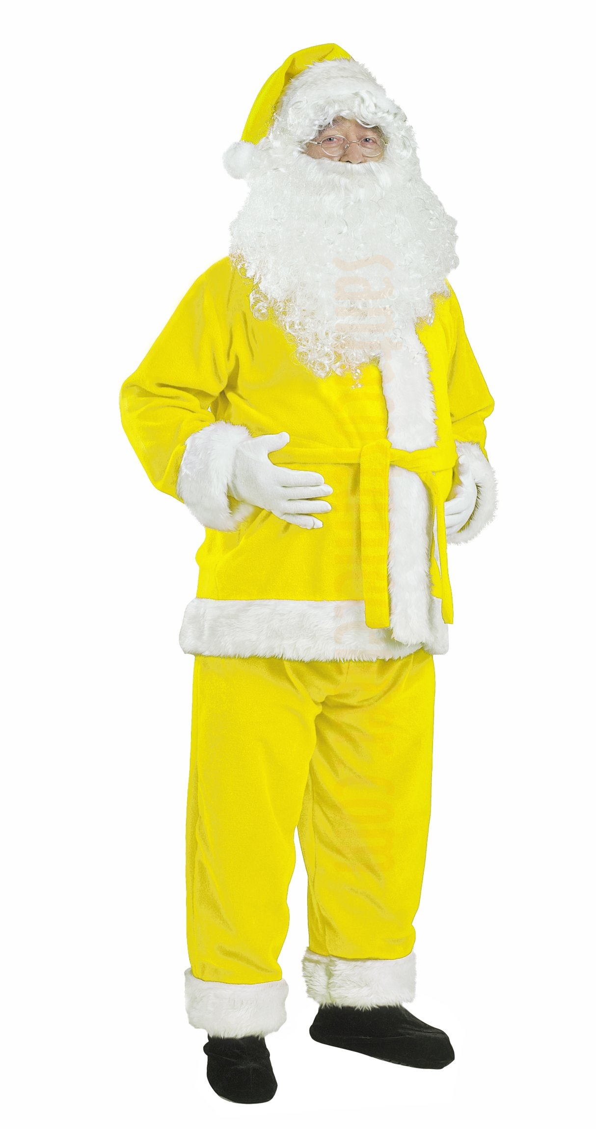 Candy yellow Santa suit - jacket, pants and hat - santacostumecenter.com