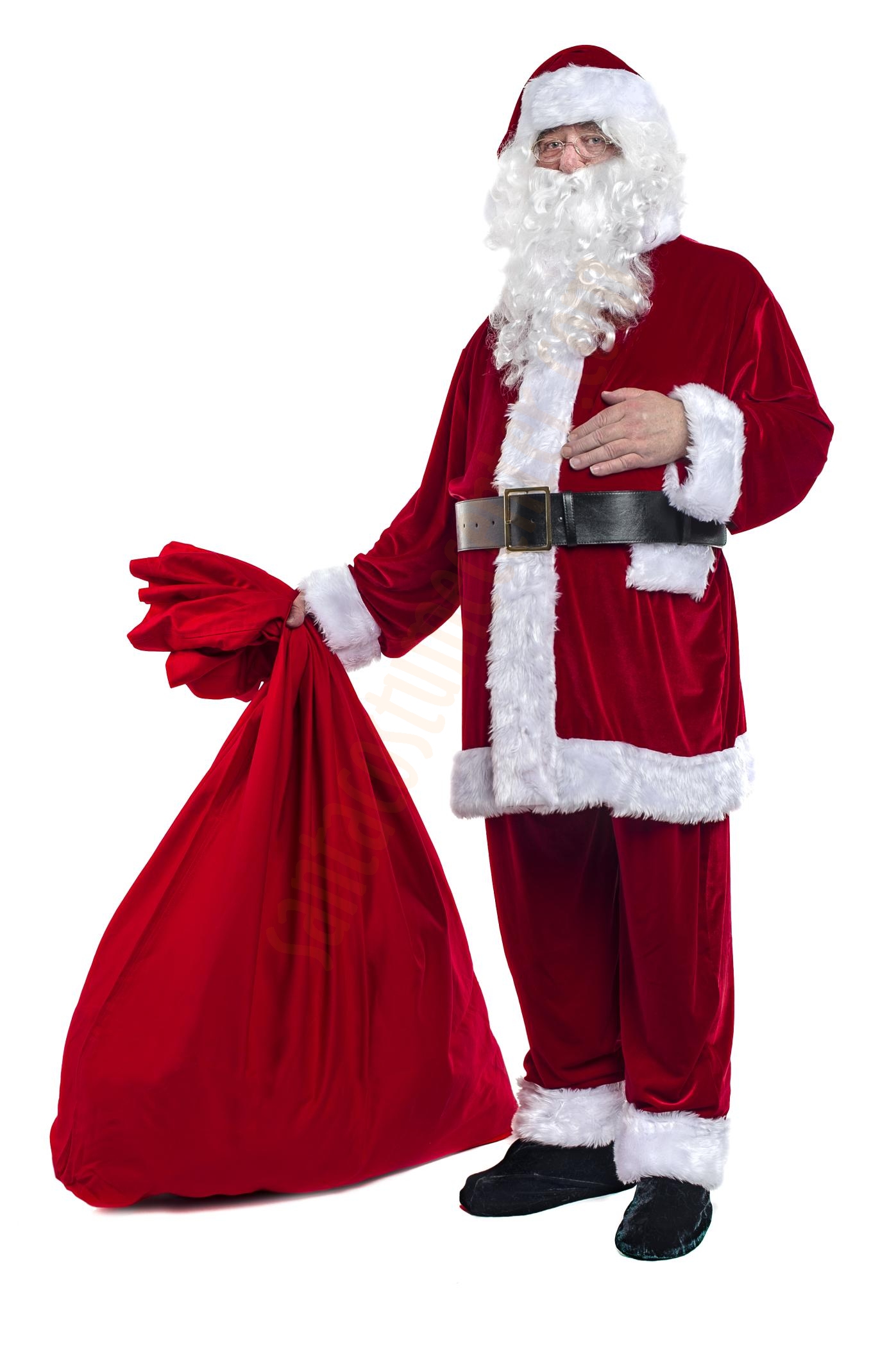 Velour Santa suit with jacket bundle (10 pieces) - santacostumecenter.com
